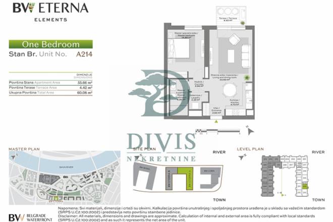 Stan prodaja BW ETERNA Beograd na vodi 60m2 - 182888